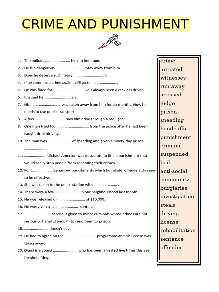 Crime and Punishment Vocabulary | PDF | Crimes | Crime & Violence