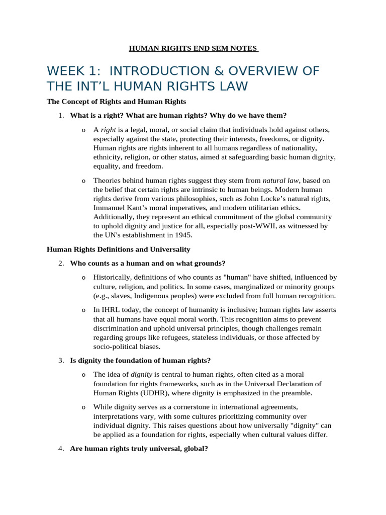 Human Rights Notes End Sem Final | PDF | Human Rights | Convention On ...