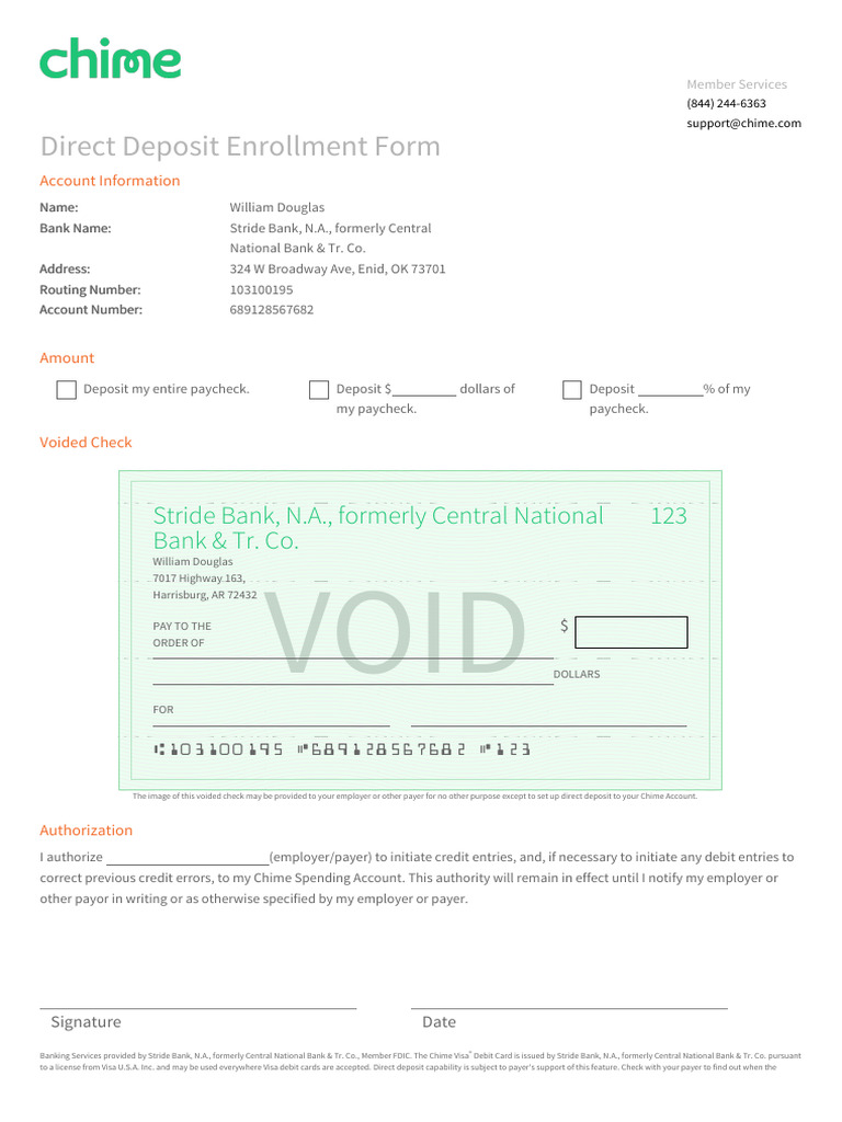 Direct Deposit Info | PDF | Banks | Paycheck