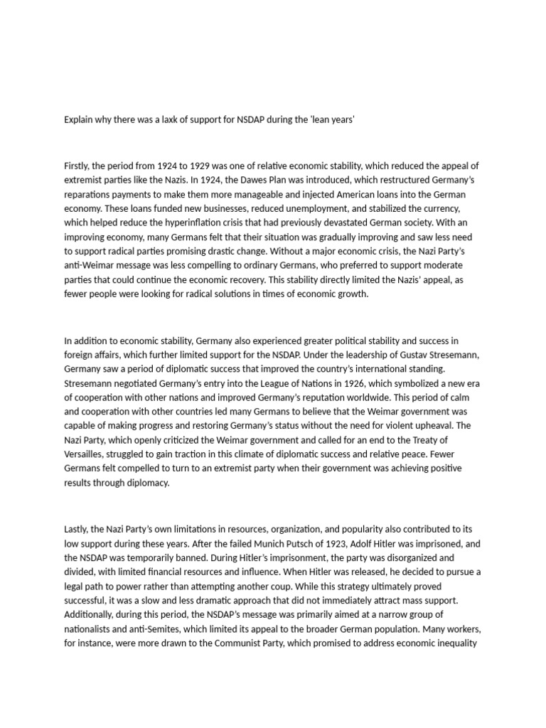Why There Was Lack of Support in The Lean Years | PDF | Weimar Republic ...