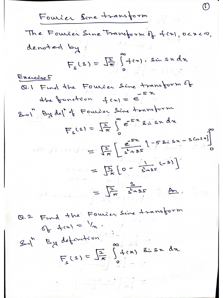 Exercise 5 - Fourier Sine Transform - Module 4 | PDF