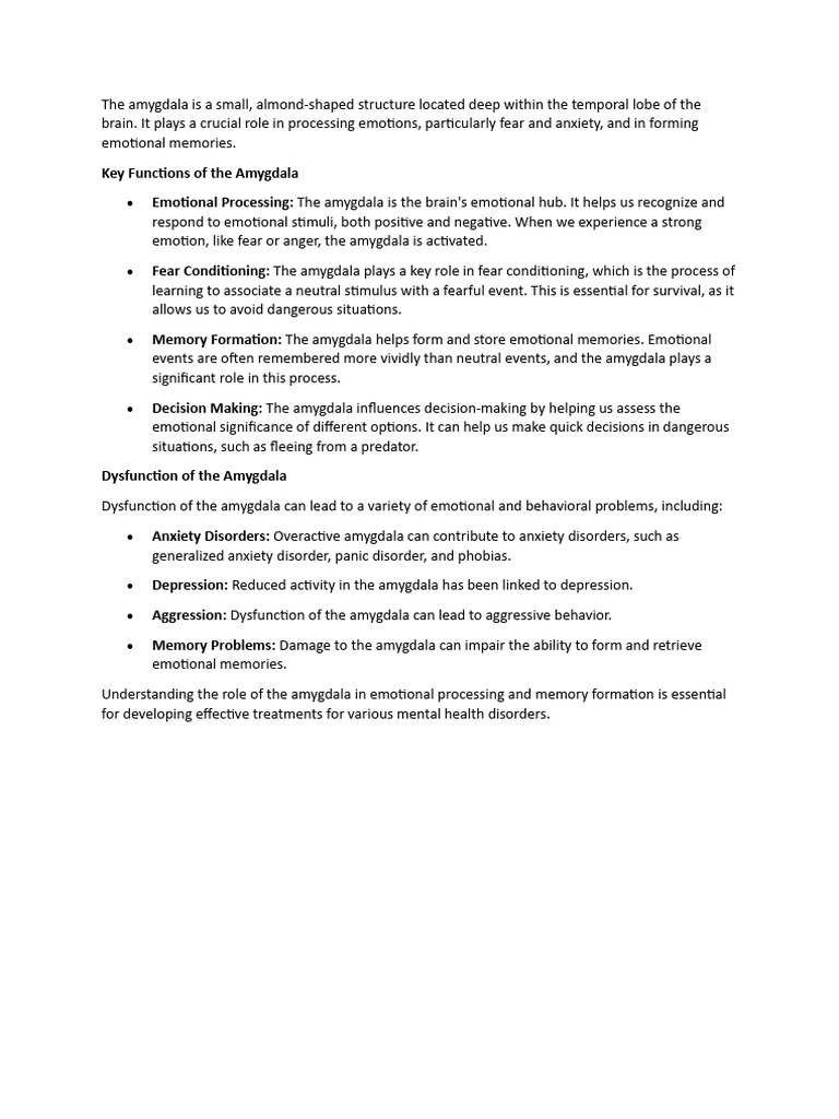 The Amygdala Is A Small | PDF