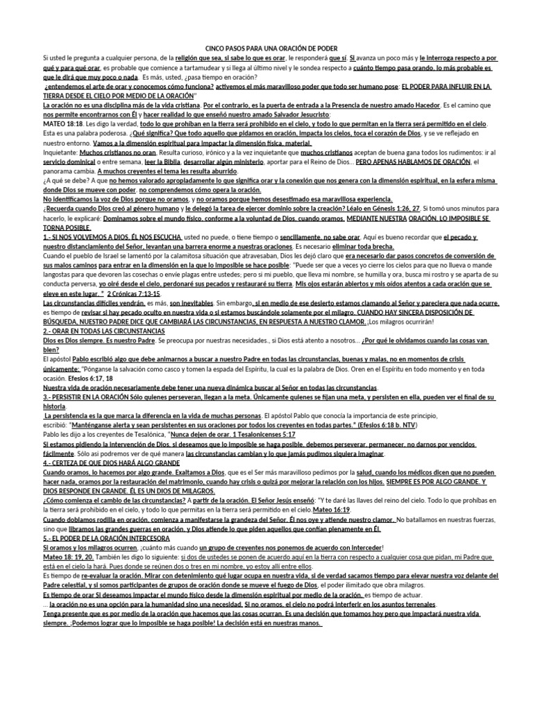 Cinco Pasos para Una Oración de Poder | PDF | Oración | Intercesión