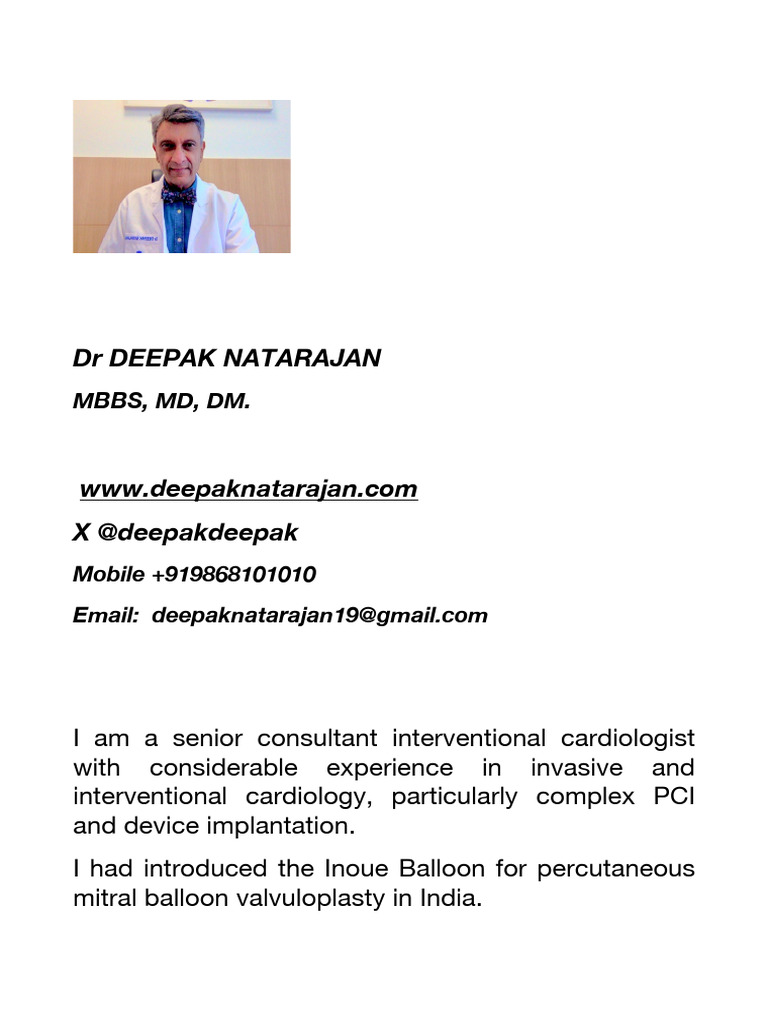 Deepak Brief CV | PDF | Percutaneous Coronary Intervention | Cardiology