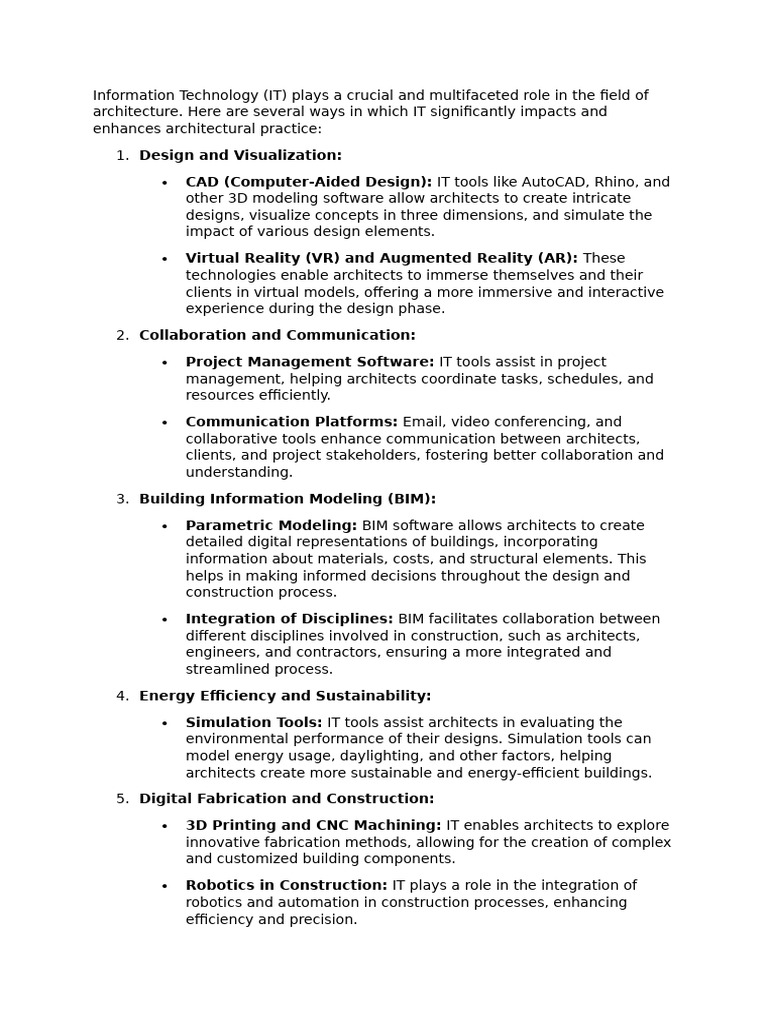 Information Technology | PDF | Architect | Building Information Modeling