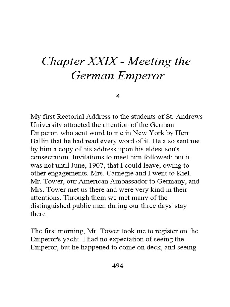 Autobiography of Andrew Carnegie - (Chapter XXIX Meeting The German ...