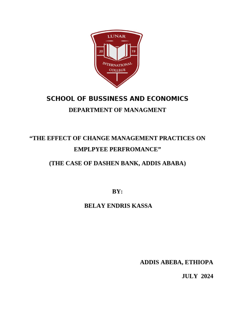 Belay Final Version | PDF | Change Management | Organizational Culture