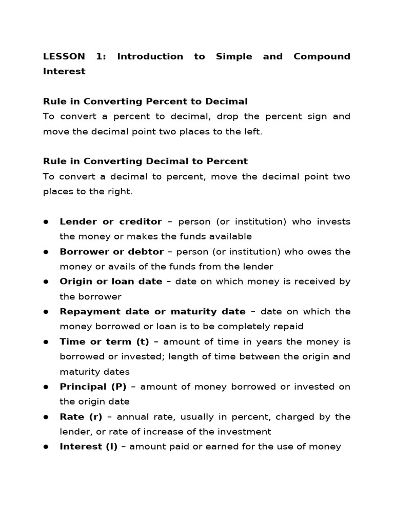 Q2 Lesson 1 | PDF | Interest | Debt