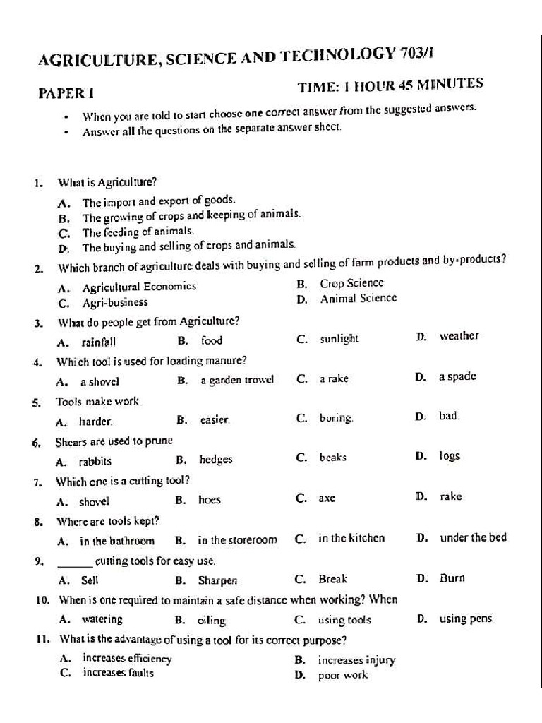 Exam6 Agric Scie ICT Paper1 | PDF