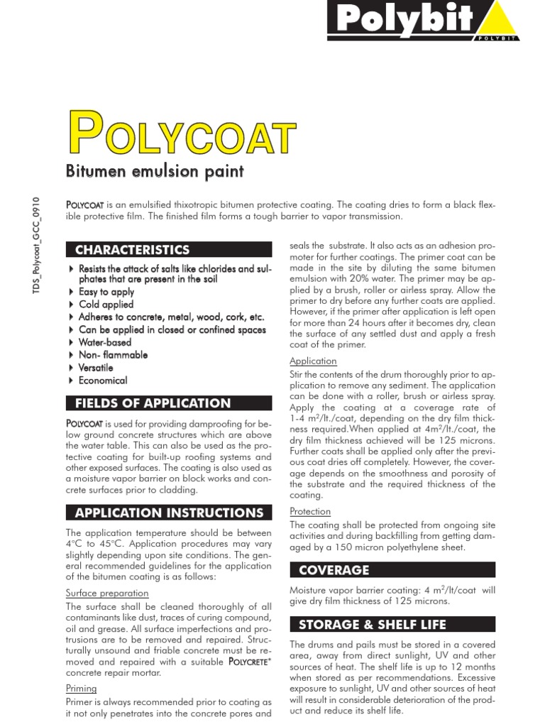 POLYCOAT | PDF | Shelf Life | Concrete