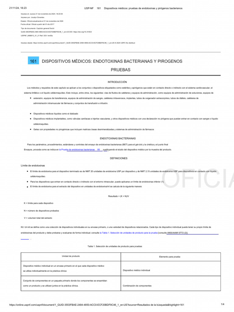 Pruebas de Endotoxinas en Dispositivos Médicos | PDF | Muestreo (Estadísticas) | Agua