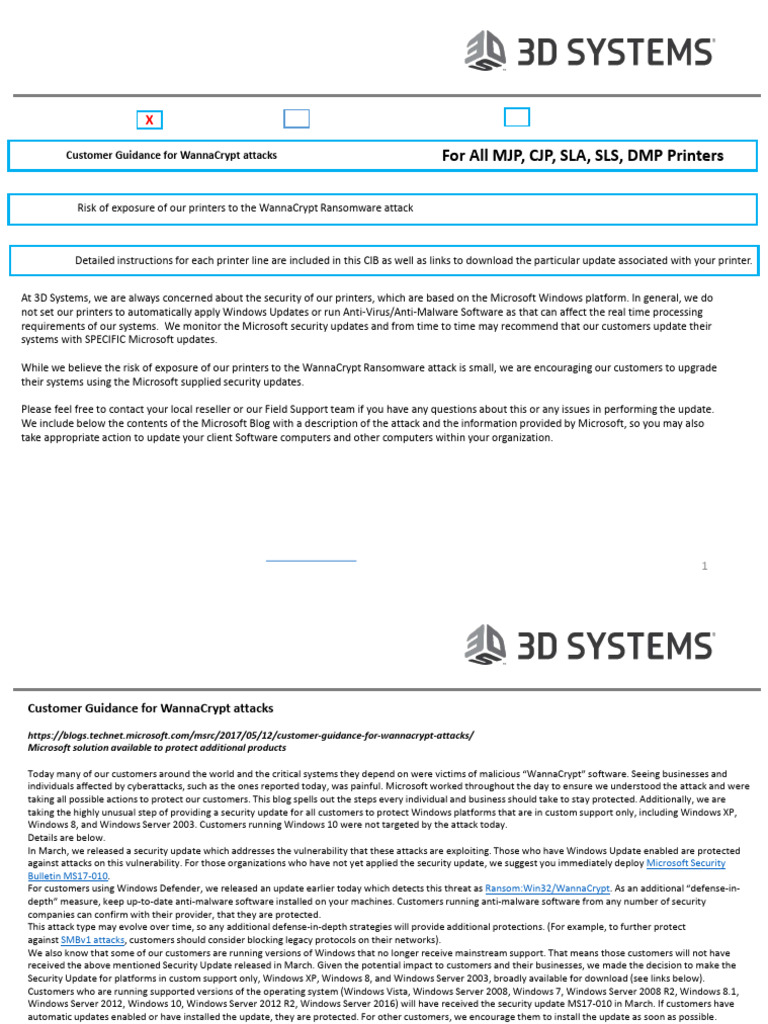 WannaCrypt Ransomware Printer Update Guide | PDF | Microsoft Windows ...