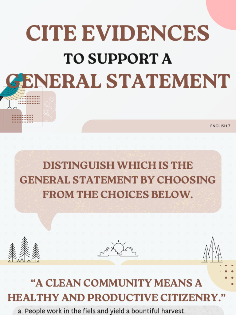 Cite Evidences To Support General Statement | PDF