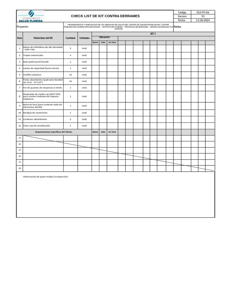6 Check List de Kit Contra Derrames | PDF