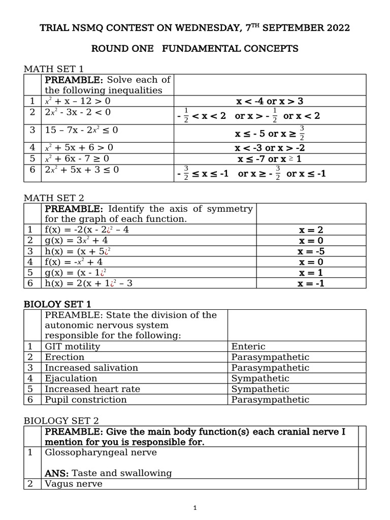NSMQ 2025 Trial Questions and Answers | PDF | Projectiles | Acceleration