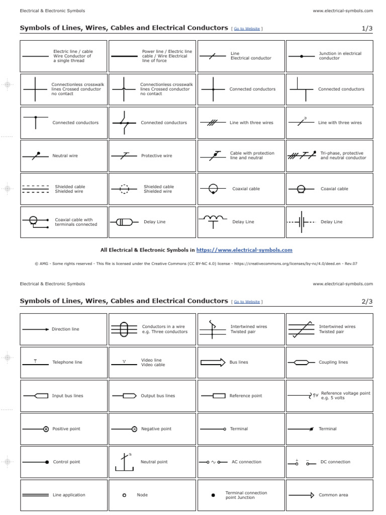 Lines Wires Cables Symbols | PDF | Wire | Electrical Conductor