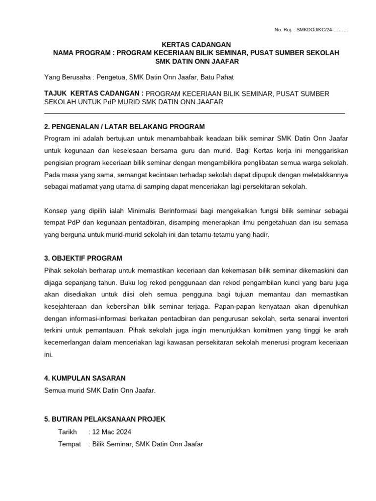 Kertas Kerja Bilik Seminar 2024 | PDF