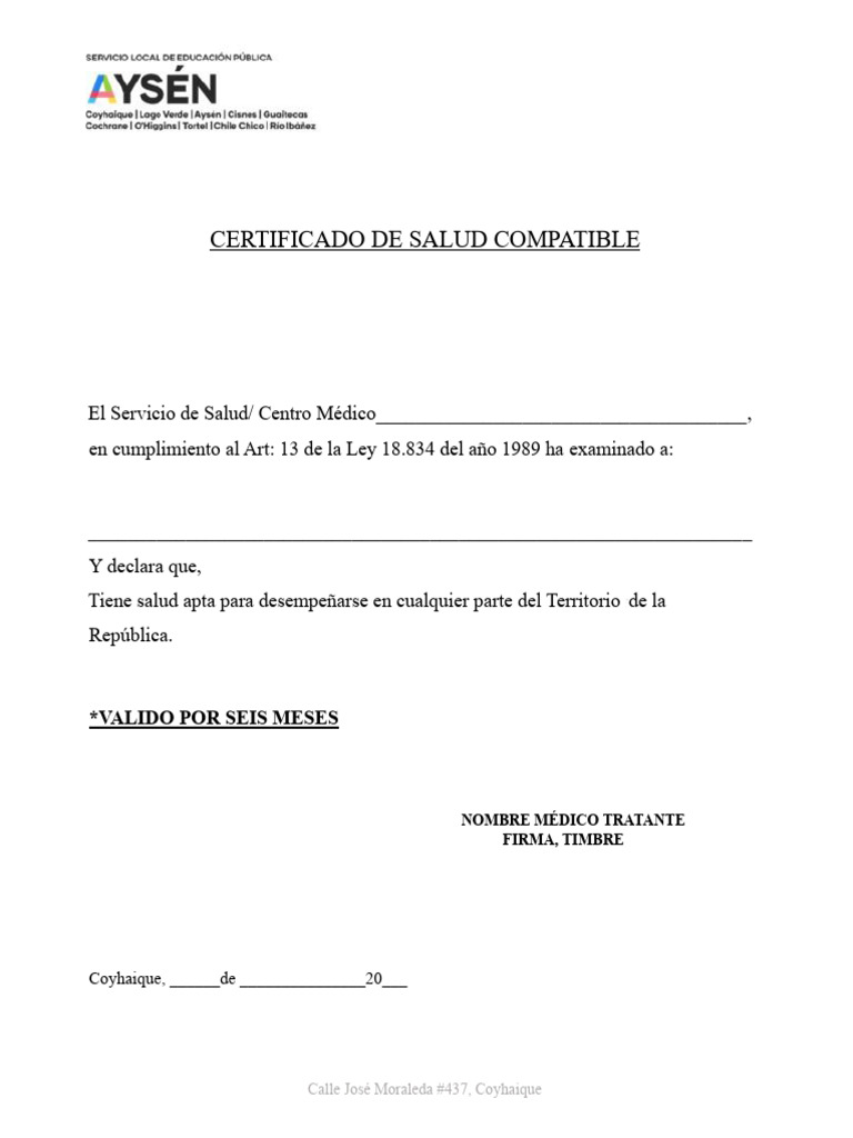 Certificado Salud Compatible | PDF