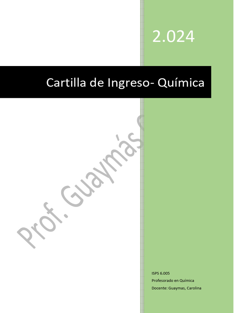 Cartilla Ingreso 2024 ISPS 6005 | PDF | Enlace químico | Hidróxido