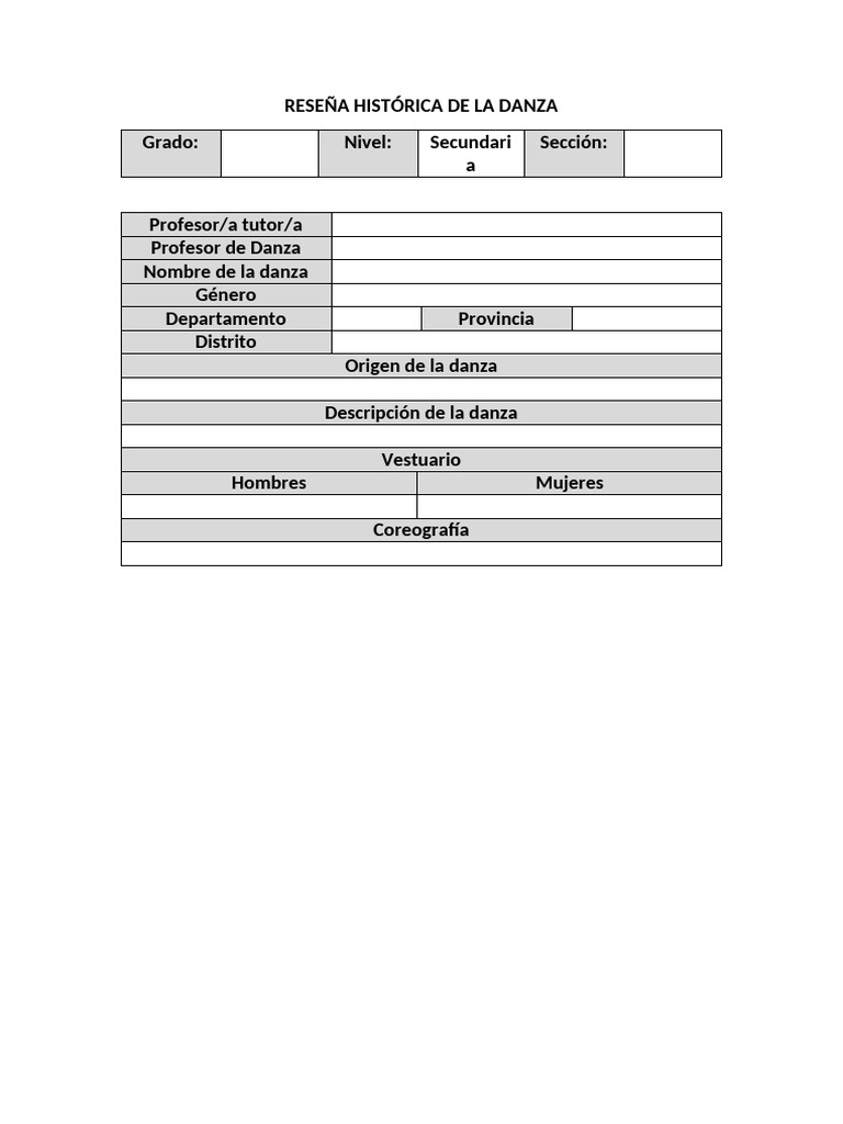 Reseña Histórica De La Danza Pdf
