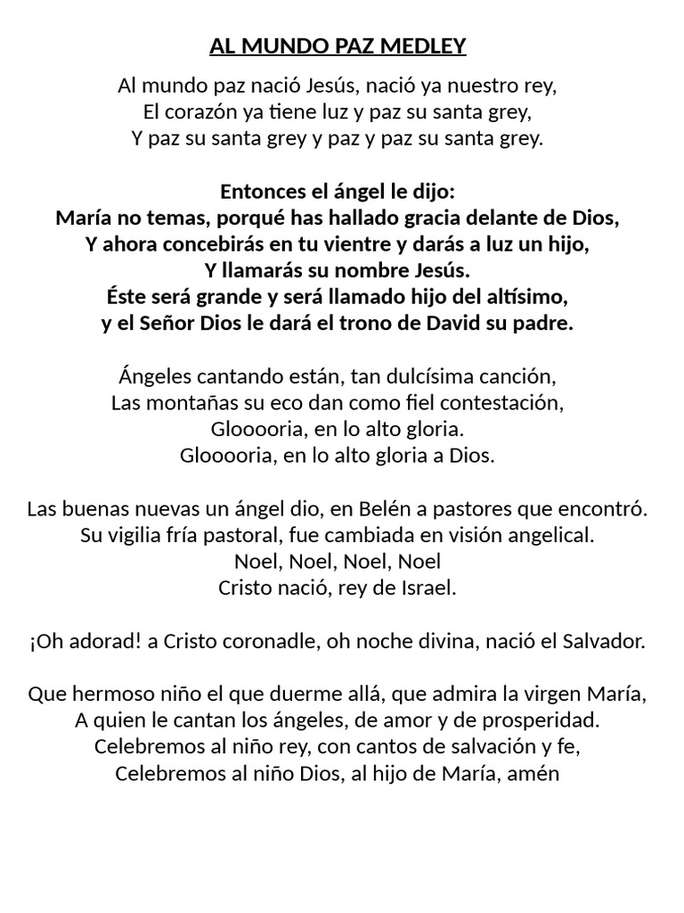 Al Mundo Paz Medley | PDF