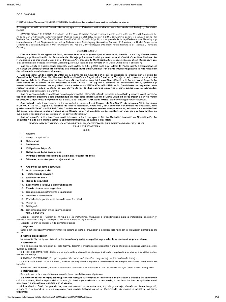 Dof - Nom-009-Stps-2011 | PDF