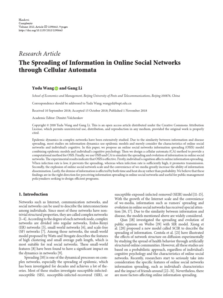 The Spreading of Information in Online Social Netw | PDF | Social ...