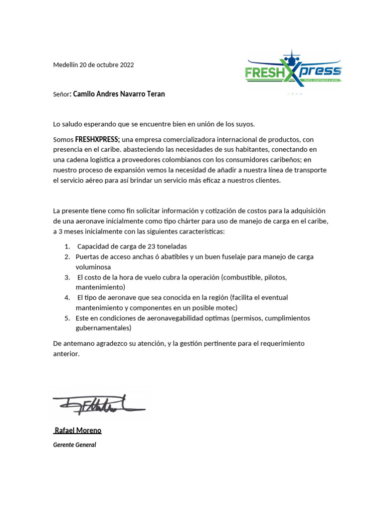 Carta de Intencion | PDF