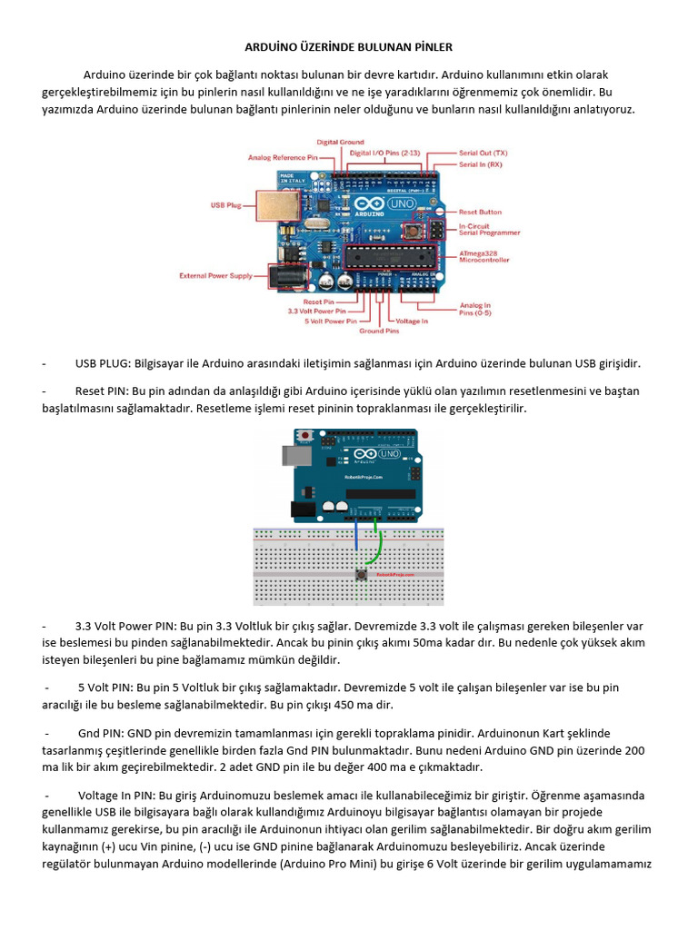 Arduino Uzerinde Bulunan Pinler | PDF