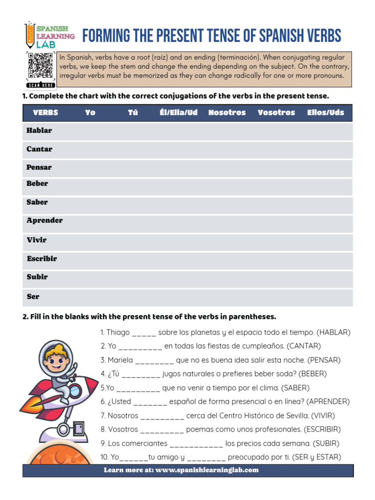 Forming The Present Tense of Spanish Verbs PDF Worksheet | PDF