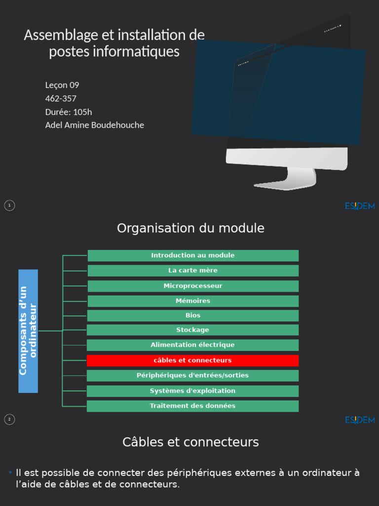 Lecon 9 - Cables Et Connecteurs PPTX | PDF | USB | Connectique