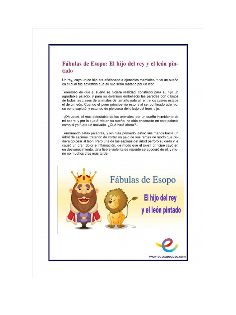 Fabulas de Esopo Comprnsion Lectora 1 | PDF