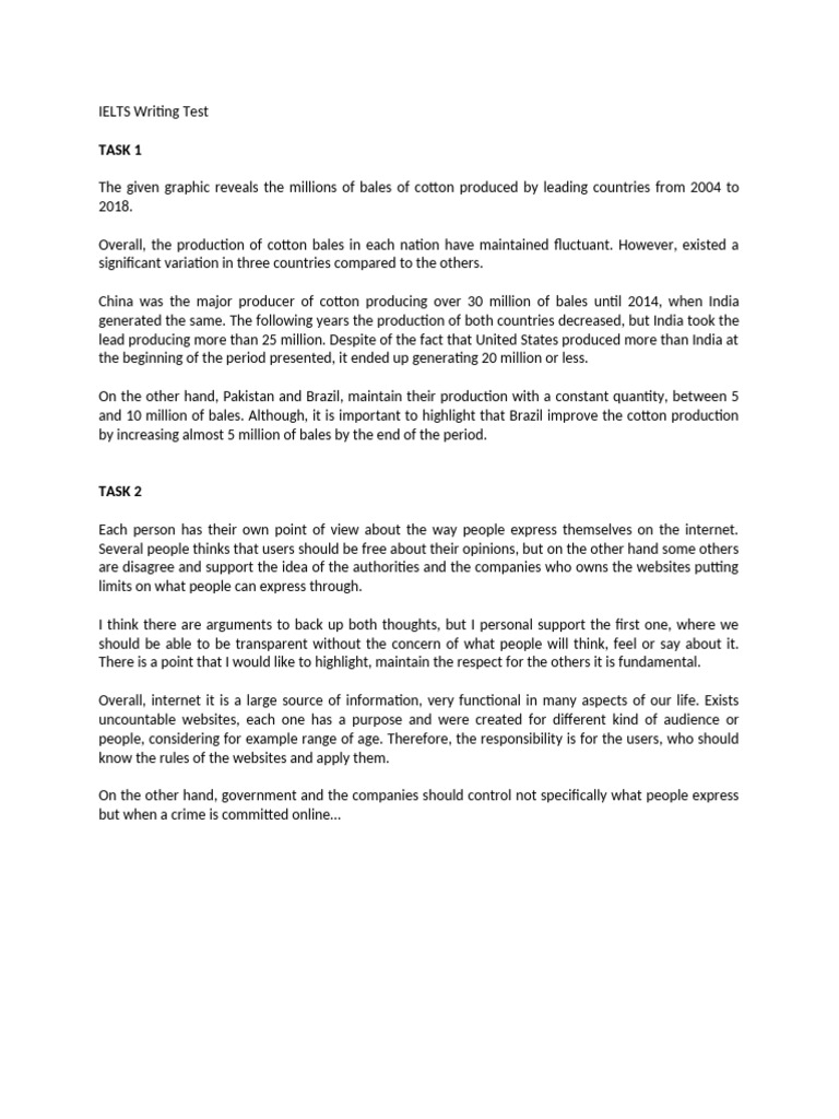 IELTS Writing Test - Example | PDF