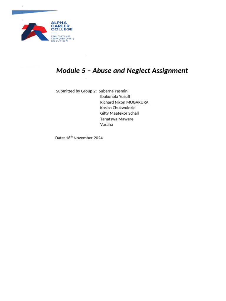 IV-6 Assigmt - Module 5 Abuse and Neglect - GROUP 2 | PDF | Fear | Empathy