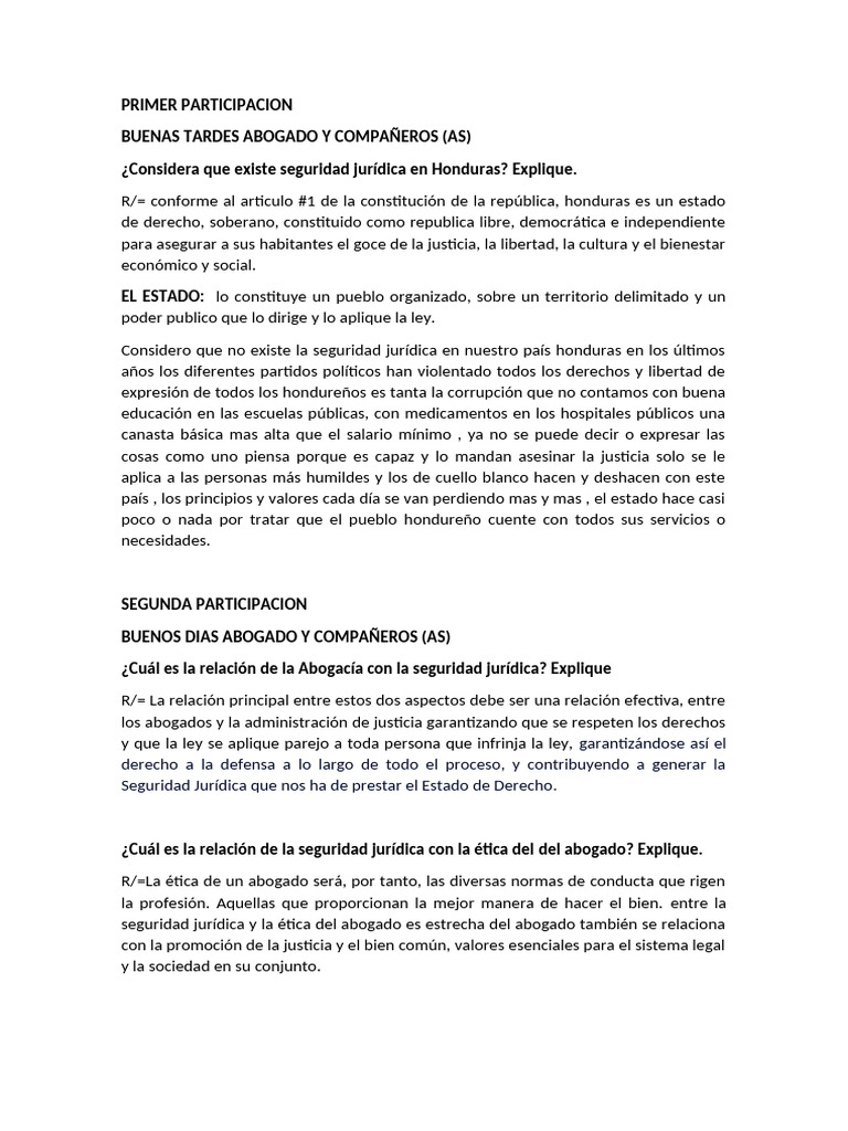 Seguridad Jurídica y Ética en Honduras | PDF