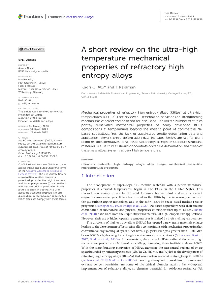 A Short Review On The Ultra-High HEA (Table) | PDF | Strength Of ...