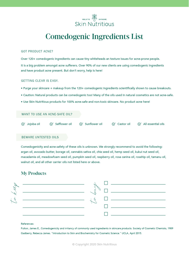 Comedogenic Ingredients List 210709 213744 | PDF | Natural Products ...