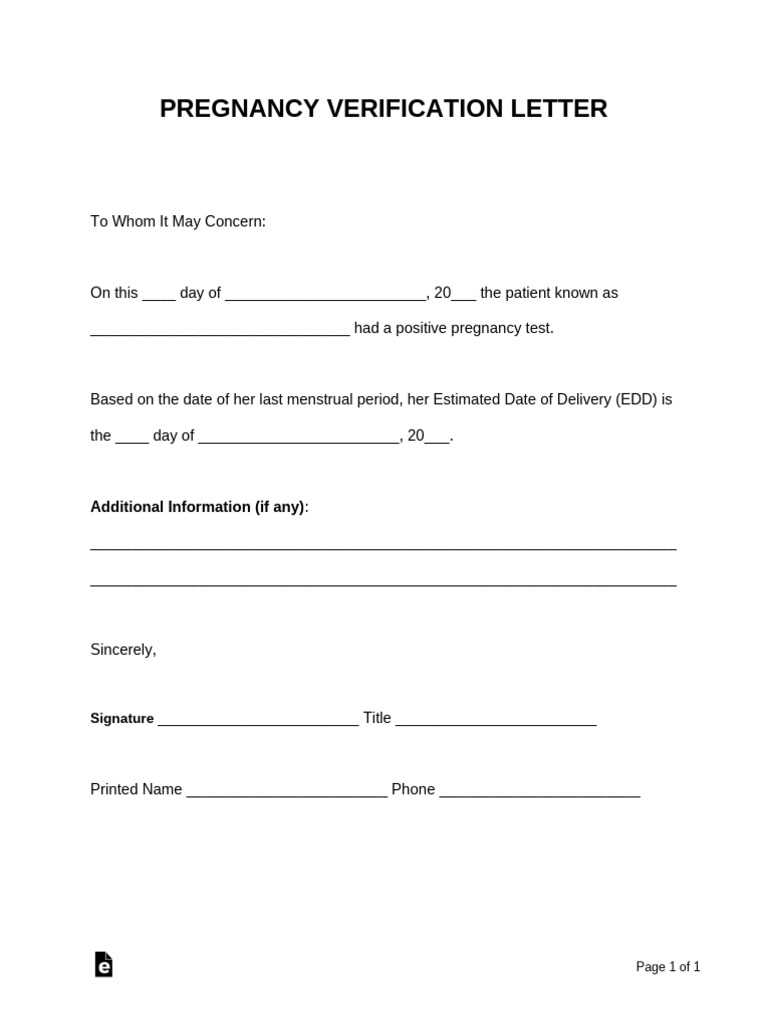 Pregnancy Verification Letter | PDF