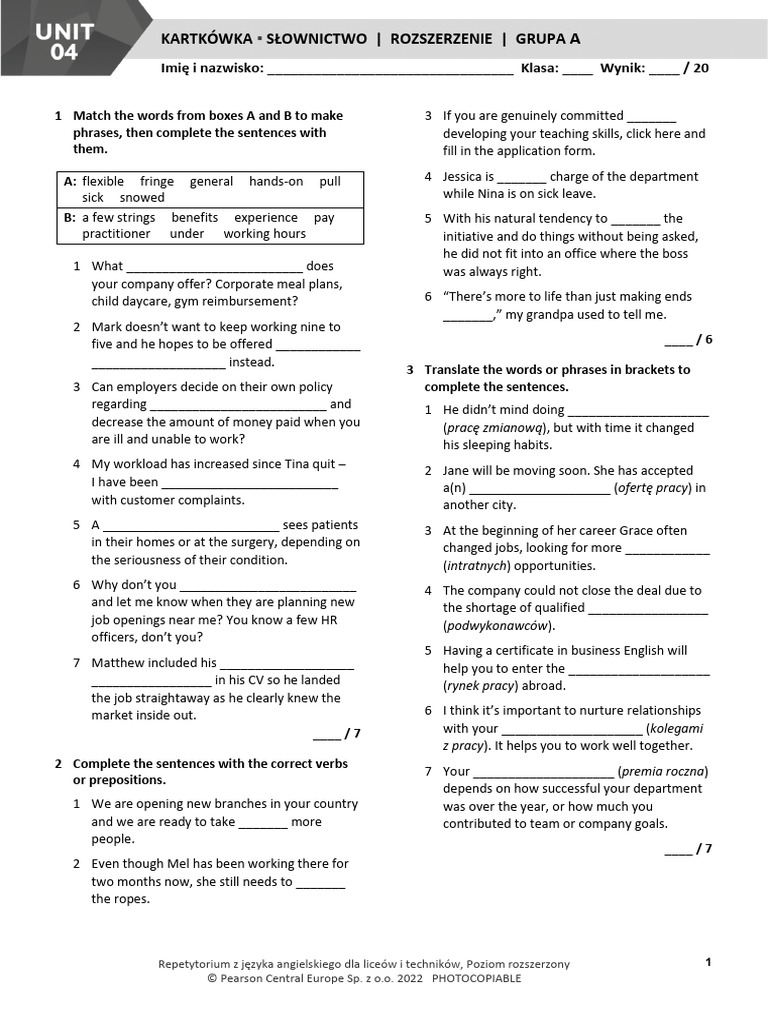 RepetMat U04 Kartk Slow Rozsz A | PDF | Grammar | Syntax