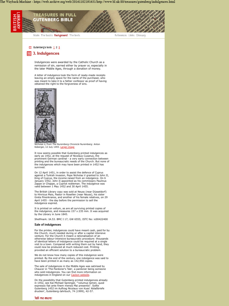 Gutenberg Bible - Gutenberg's Texts - Indulgences | PDF | Indulgence ...