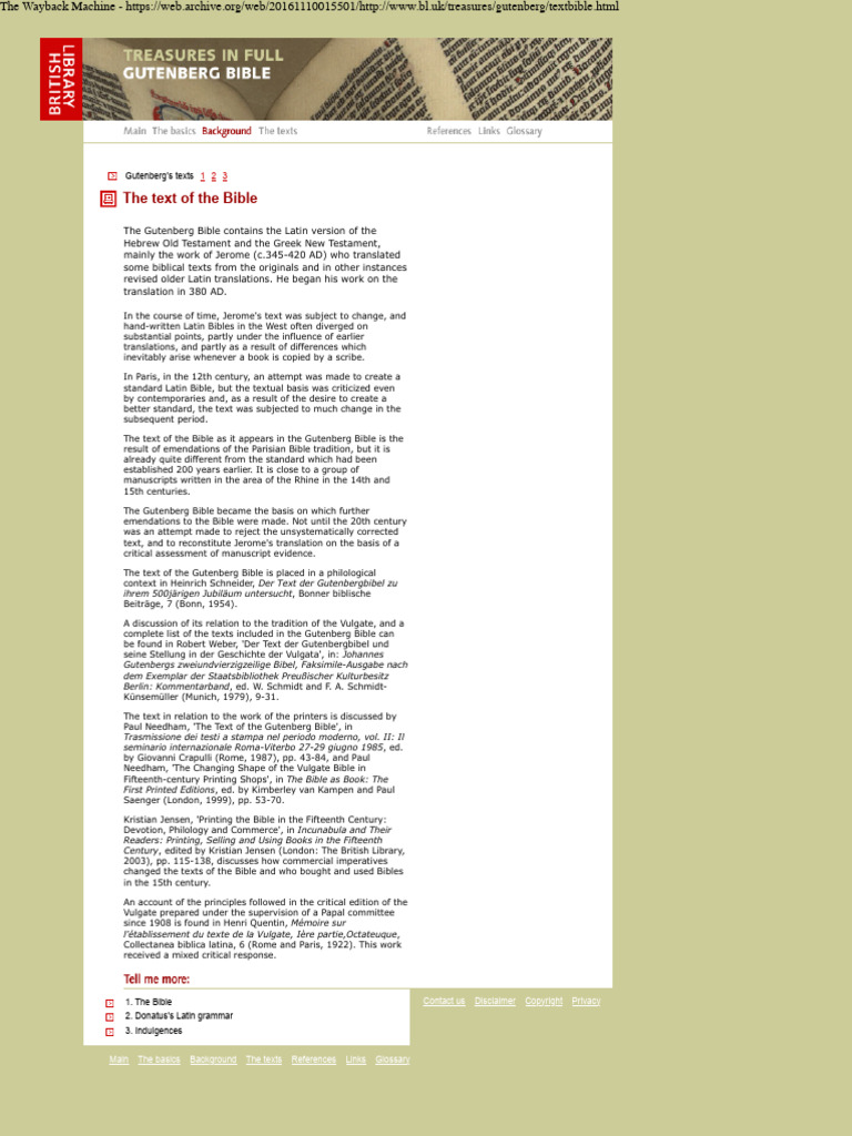 Gutenberg Bible - The Text of The Bible | PDF | Bible | Textual Criticism