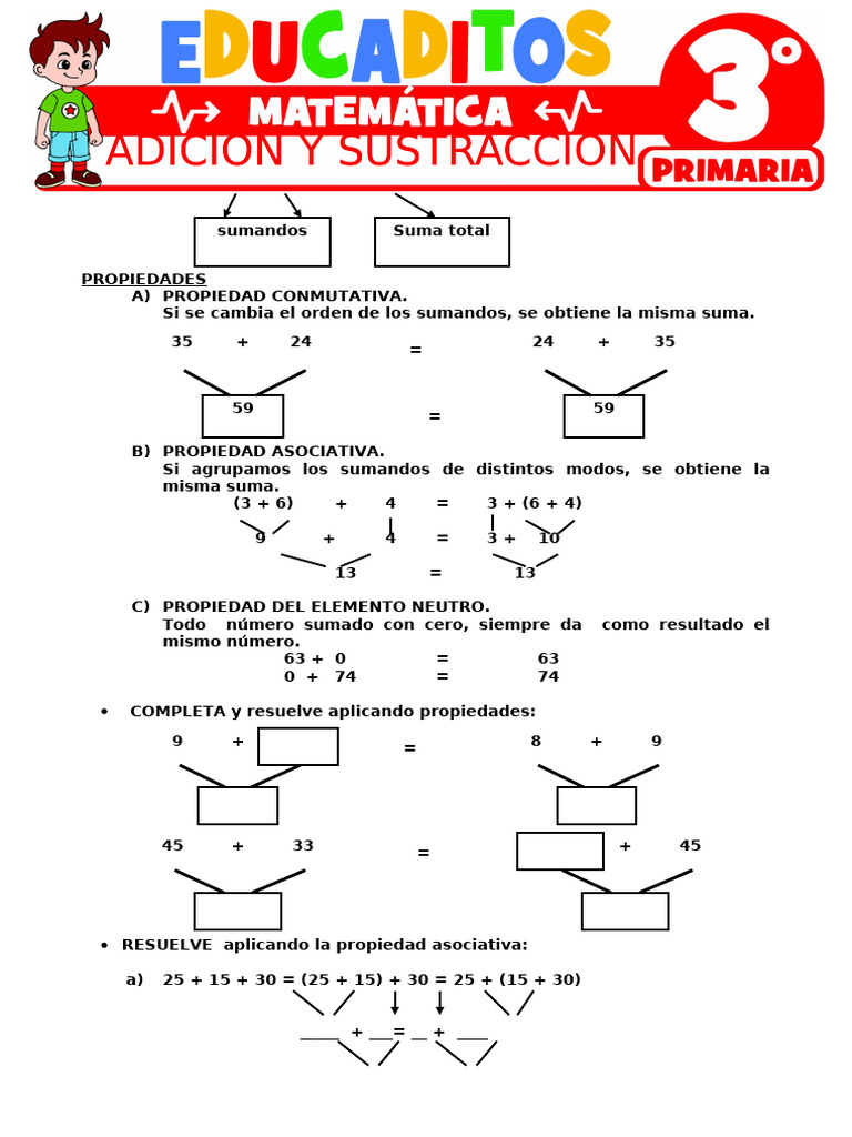Adicion y Sustraccion para Tercer Grado de Primaria | PDF | Aritmética ...