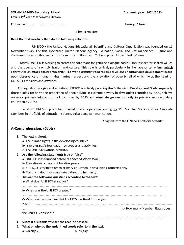 Test 2 Math Pdf Verb Science