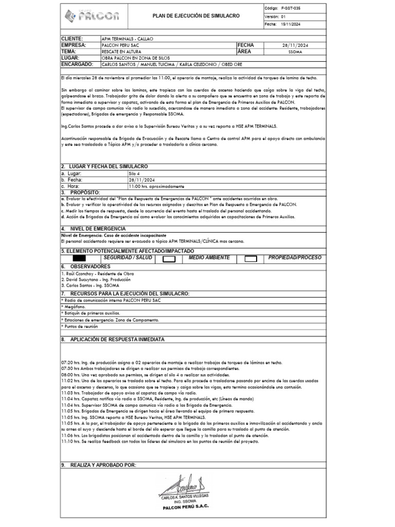 Plan de Simulacro | PDF