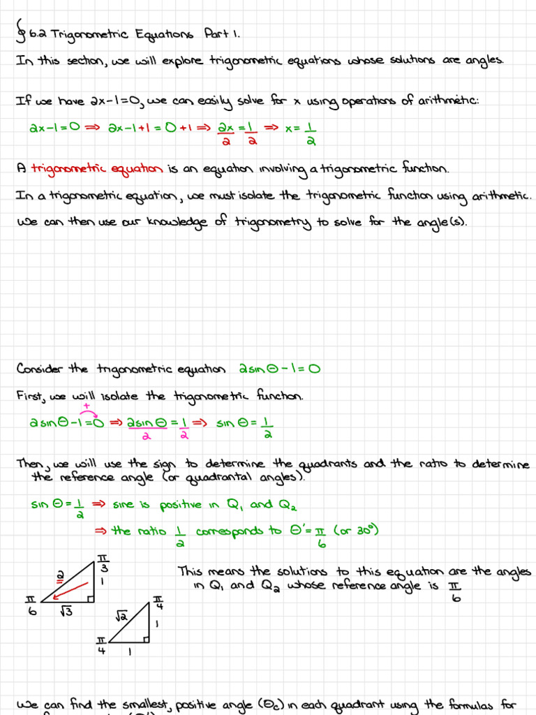 Section 6.2 Trigonometric Equations I | PDF | Trigonometry ...