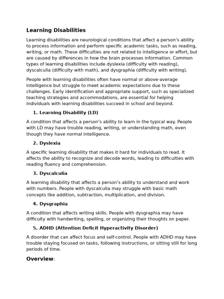 learning disabilities | PDF | Learning Disability | Dyslexia