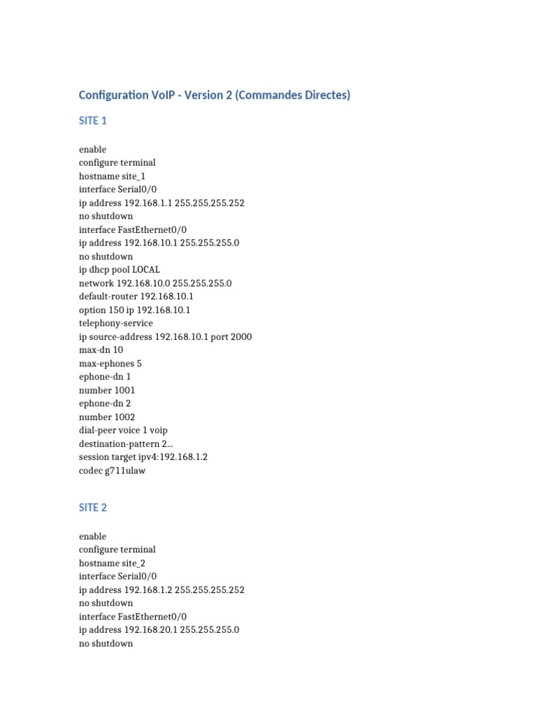 VoIP Configuration Version 2 | PDF