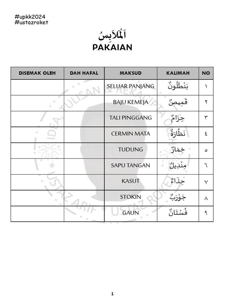 8 Tajuk Mufradat Arab UPKK | PDF