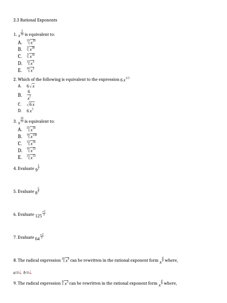 Lesson 2.3 Rational Exponents | PDF | Computer Programming | Mathematics