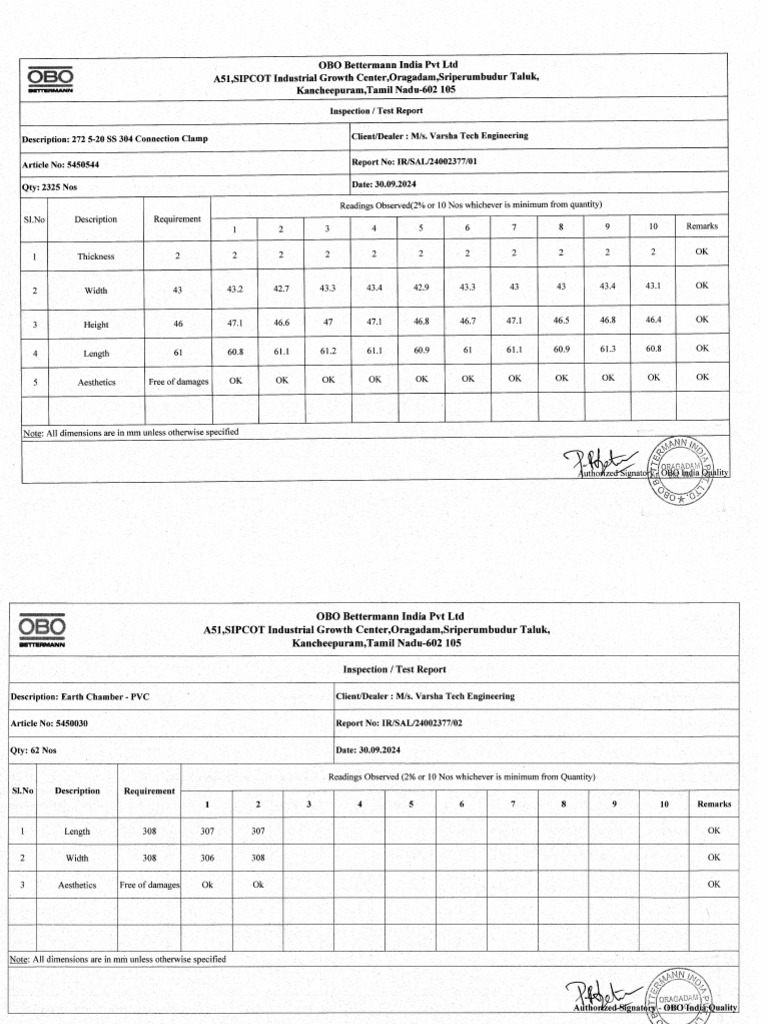 Inspection Test Report-02 | PDF
